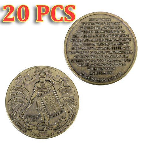 20PCS Armor Of God Commemorative Coin Ephesians 6:103-12 Challenge Coin ...