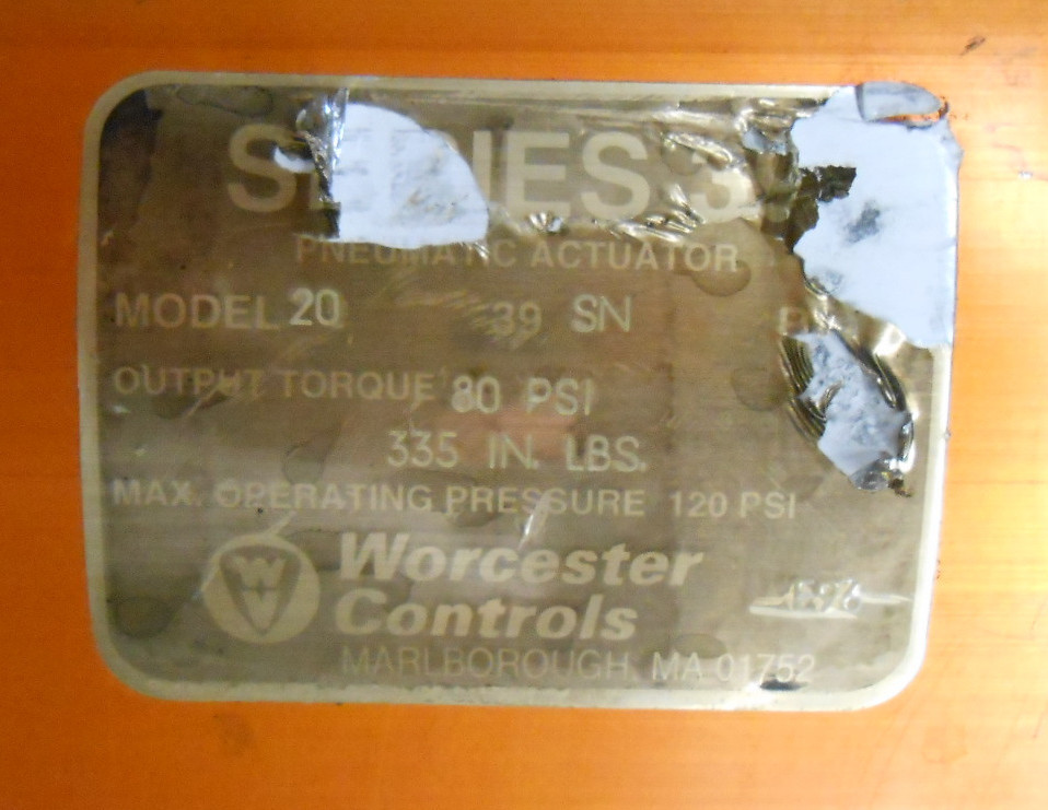 WORCESTER 1" 1.CPT4466TTC A60 VALVE, 14 90S P4 POSITIONER & SERIES 39 ...