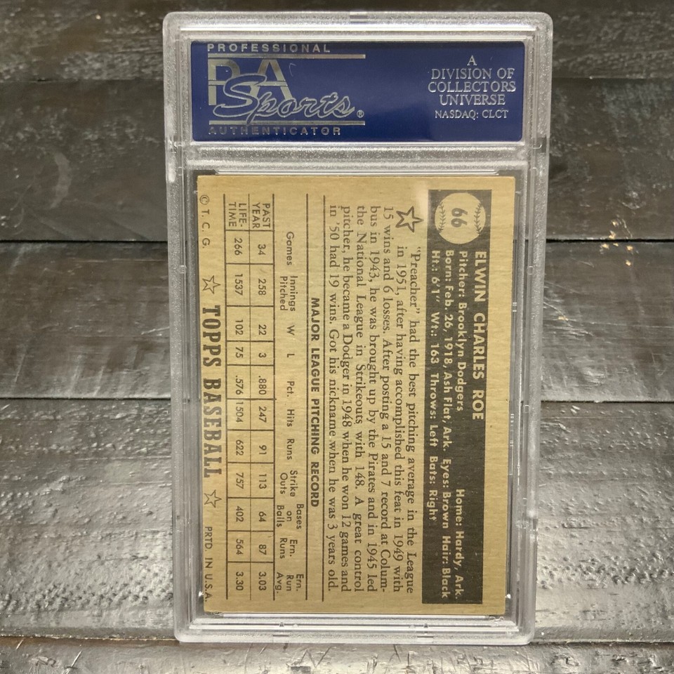 1952 Topps Preacher Roe #66 *Dodgers* PSA 4.5 VG-EX+ (Black Back) | eBay