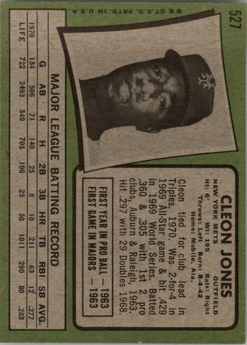 1971 O-Pee-Chee #527 Cleon Jones - EX | eBay