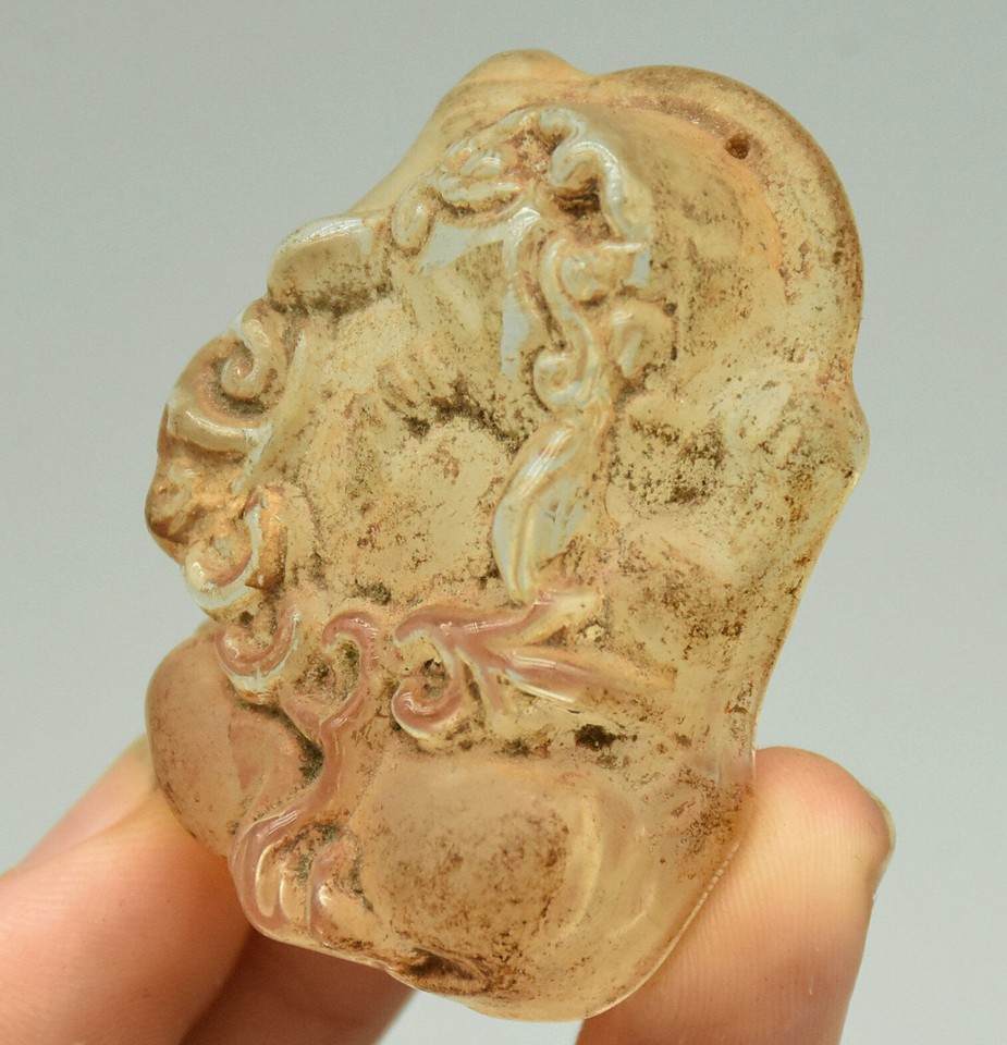 5.3CM Old White Crystal PiXiu Phylactery Guardian Brave Troops Amulet ...