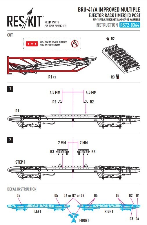 ResKit RS72-0364 Scale 1:72 BRU-41/A Improved Multiple Ejector Rack ...