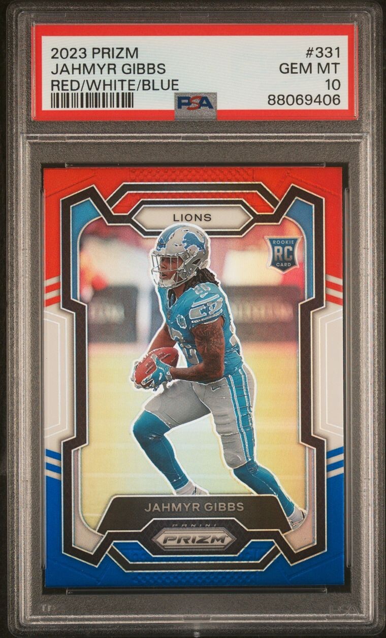 Jahmyr Gibbs 2023 Prizm #331 Red White Blue Price Guide - Sports Card ...