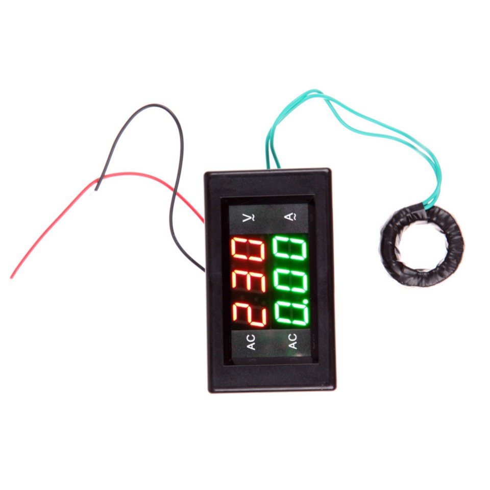 Black Digital Ammeter Voltmeter LCD Panel Amp Volt Meter Gauge AC 100A ...