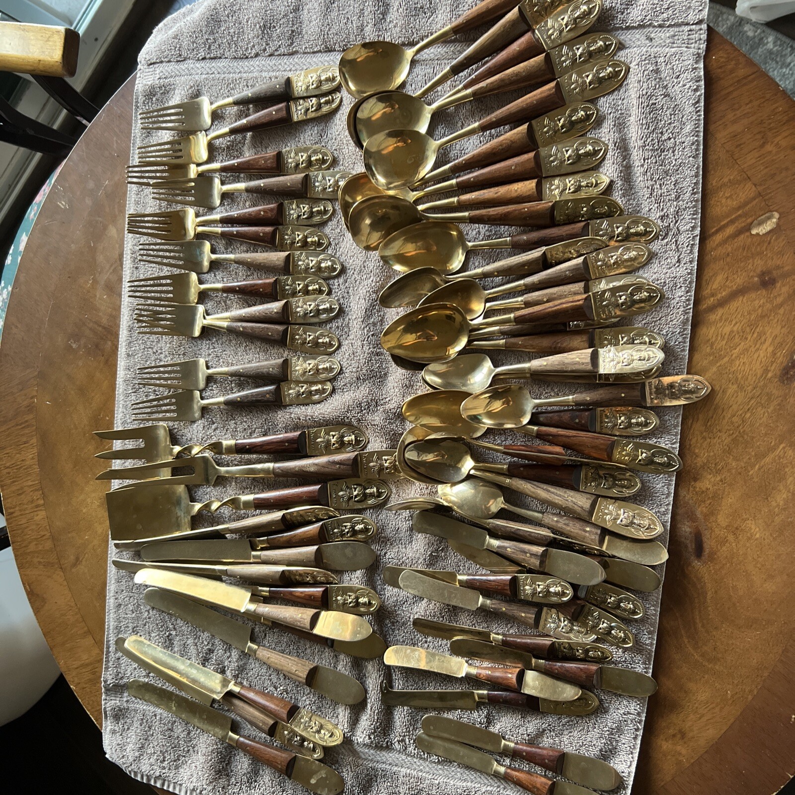 64 Pc Bronze Flatware Set Vintage Thailand- Very Rare! | eBay