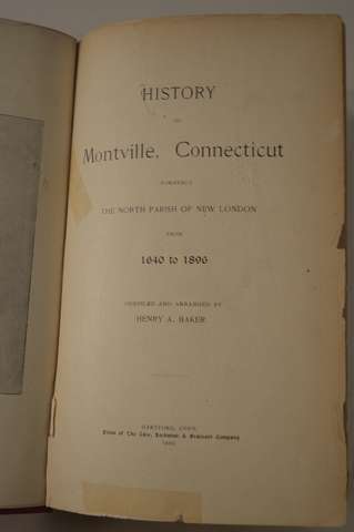 EX-LIBRARY History Montville Connecticut 1640-1896 Henry Baker HC | eBay