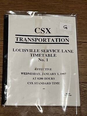 Vintage CSX Railroad Train Louisville Ky Timetable 1997 (#1) Book ...