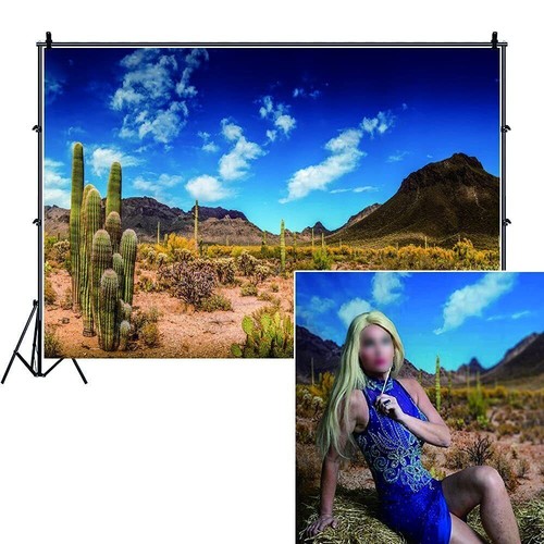 10x8ft Desert Cactus Backdrop for Photography Western Blue Sky Muntains ...
