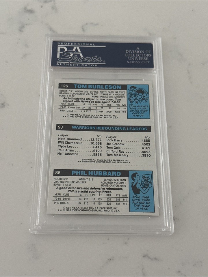 1980 Topps Phil Hubbard | Robert Parish | Tom Burleson | PSA 10 pop 49 ...