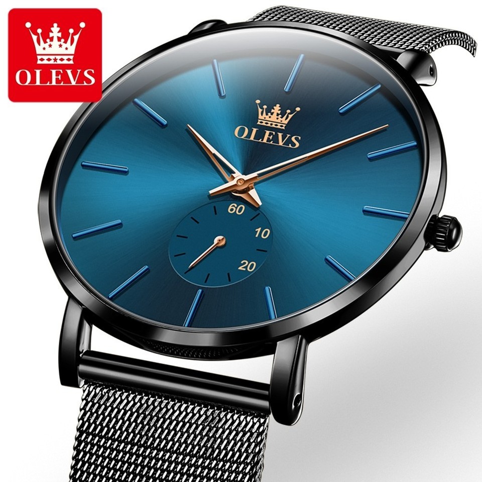 OLEVS Elegant Quartz Men’s Watch Ultra-thin Case Waterproof Milanese ...