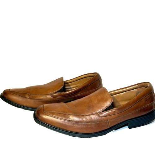 CLARKS HOMMES Mens Shoes Size 11 Brown Leather Loafers Soft Cushioned ...