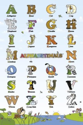 Animal Alphabet Alphabetimals POSTER 60x90cm NEW * learn ABCs bear cat ...