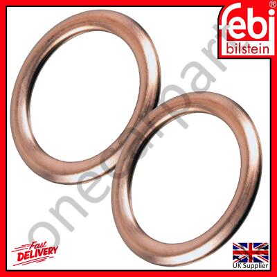 2 Oil Drain Plug Sealing Washers Febi 44850, For N0138452, 11137546275 ...