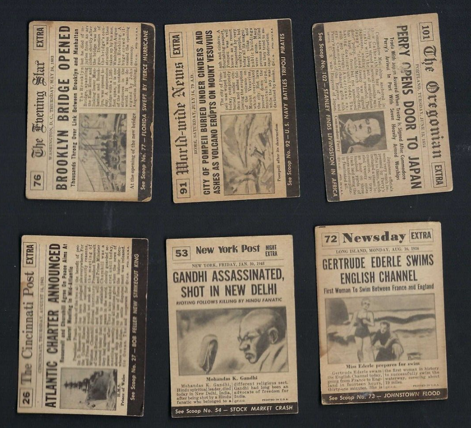 1954 TOPPS SCOOPS CARD LOT X 6 NICE GLOSS....ALL HAVE CURLING | eBay