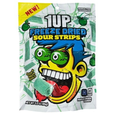 1UP Freeze Dried Sour Strips Green Apple 85g Resealable Bag Faze Rug ...