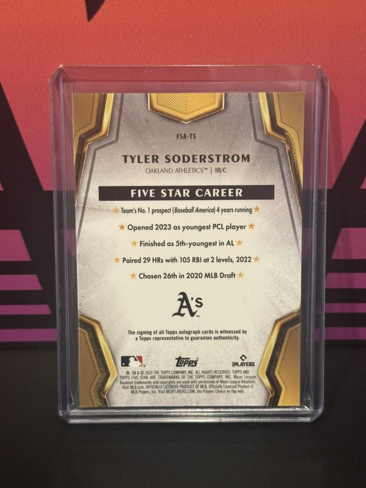 2024 Topps Five Star Tyler Soderstrom Rookie Auto On-Card Autograph RC ...