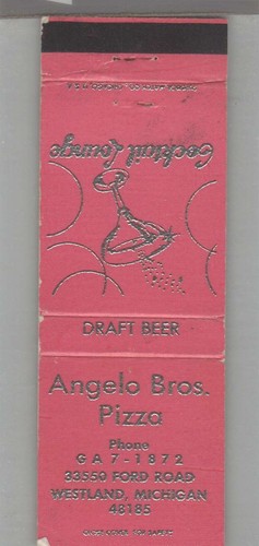 Matchbook Cover - Pizza Place - Angelo Brothers Pizza Westland, MI | eBay