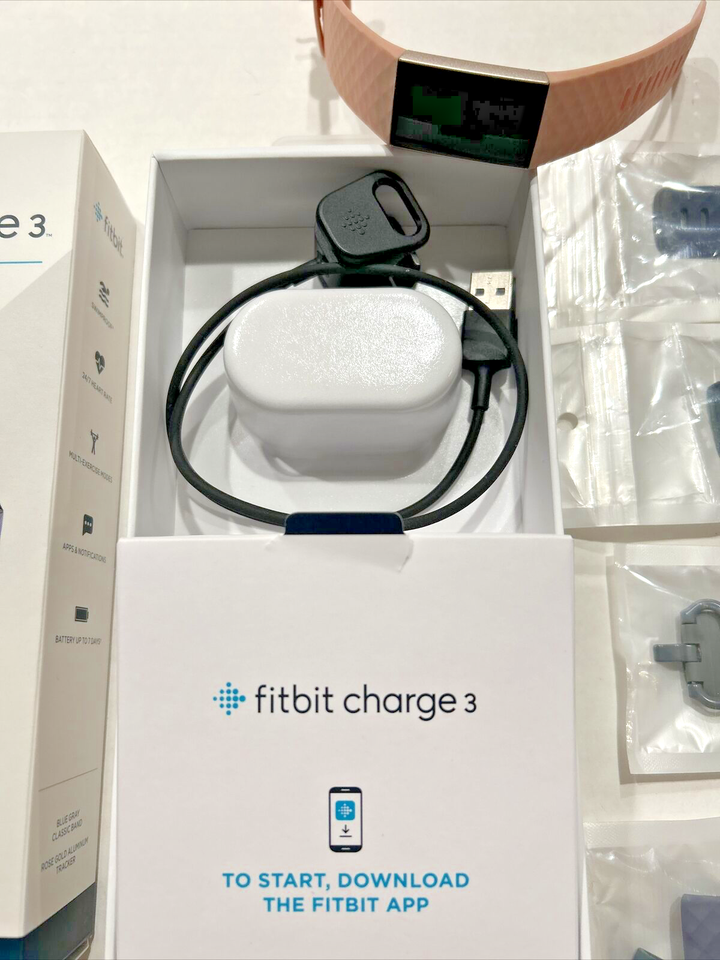 FitBit CHARGE 3 CHARGER + Lot For Parts Or Repair ROSE GOLD WRISTBANDS ...
