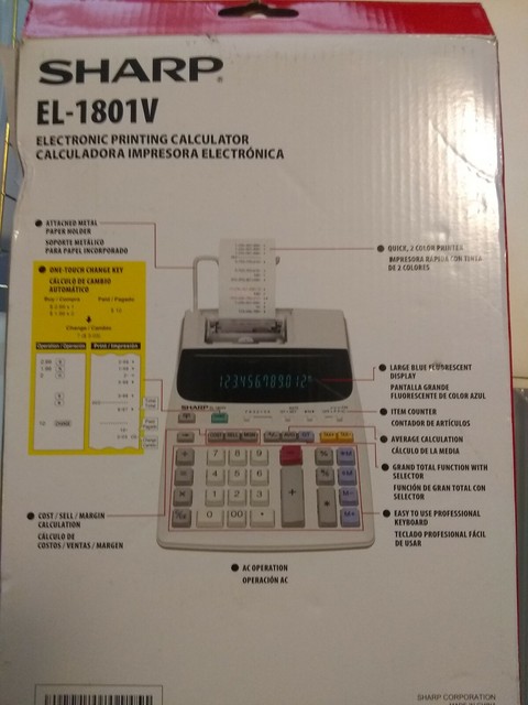 Sharp EL-1801V Portable 12-Digit 2-Color Serial Printing Calculator for ...