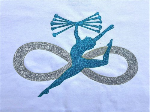 BATON TWIRLING INFINITY T SHIRT WHITE SILVER TWIRLER BLUE GLITTER ALL ...