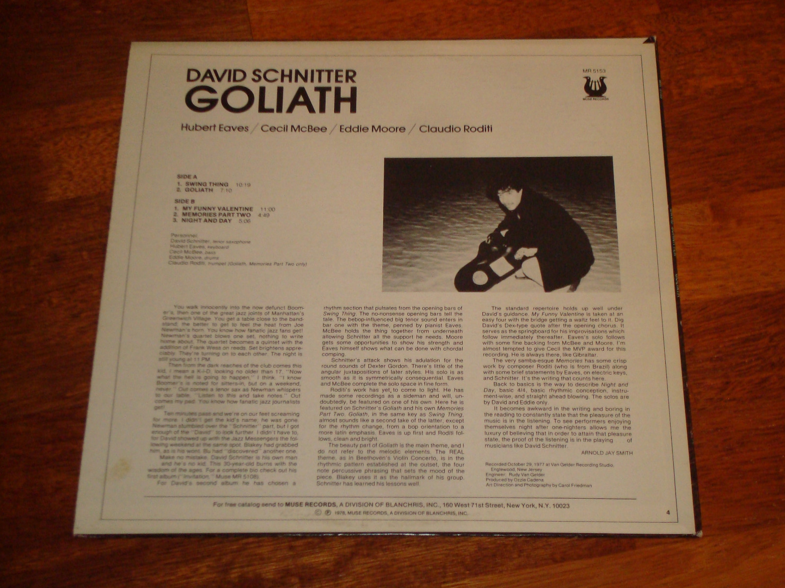 DAVID SCHNITTER Goliath CECIL McBEE ORIG 1st MUSE RECORDS US LP NM VAN ...