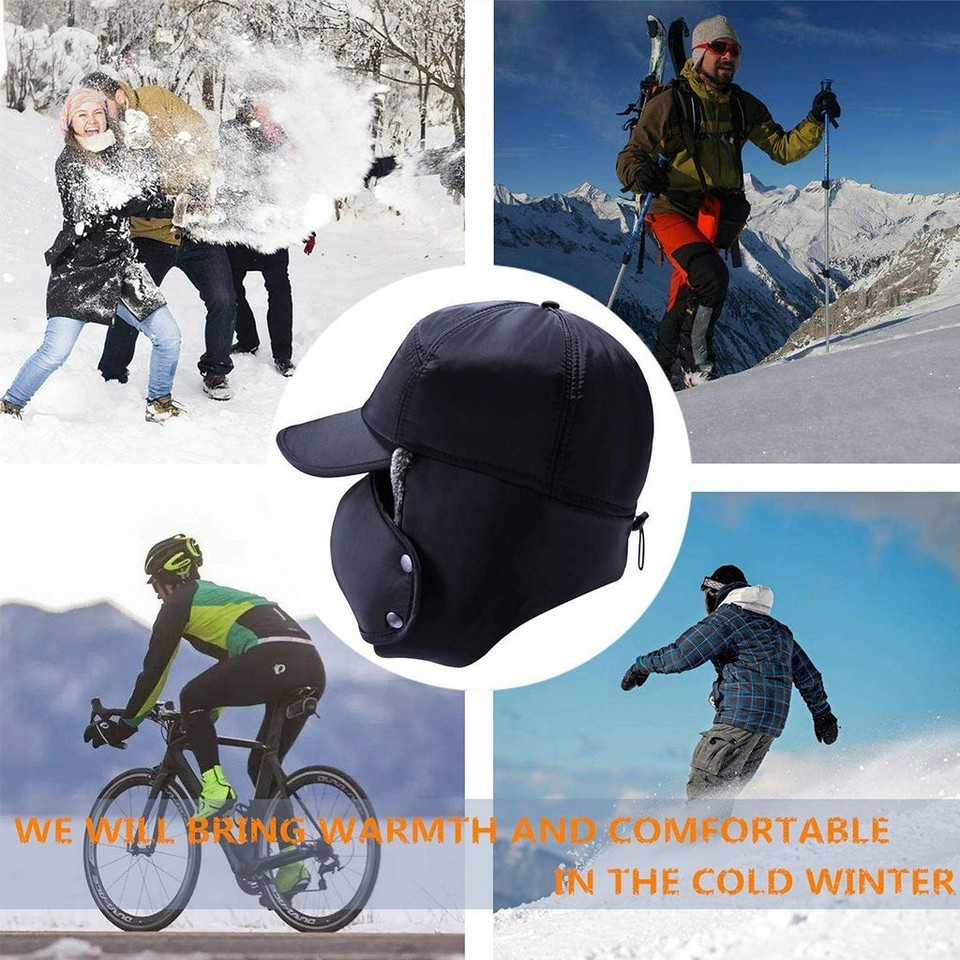 Men Women Winter Warm Thick Hat Ear Flap Ski Face Full Cover Cap US | eBay
