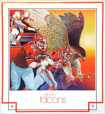 Vintage Original Atlanta Falcons DAMAC 1979 by CHUCK REN NFL Team 23x25 ...
