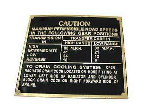 Set Of 4 Brass Data Plate set For Vintage Jeep Ford GPW | eBay