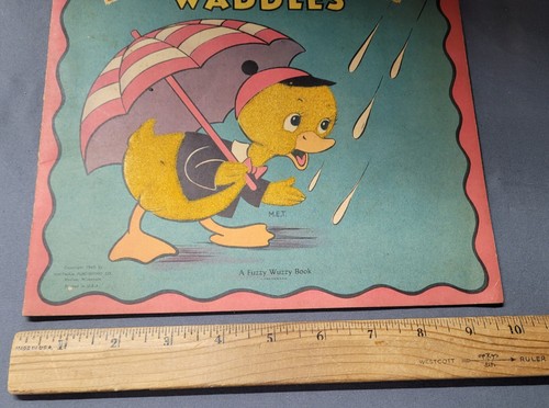 Fuzzy Wuzzy Waddles Story Book 1945 Children's Flocked Duckling Soft ...