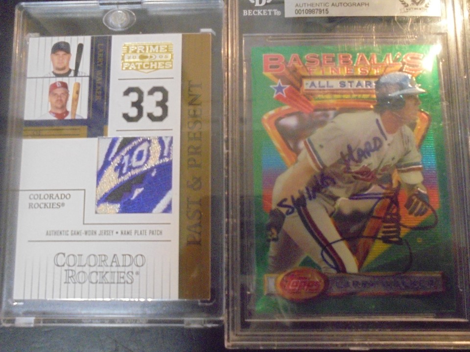 1993 Larry Walker inscribed auto 1 of 1 true, 05 super nasty patch #71 ...