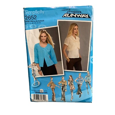 Simplicity Project Runway 2652 Jacket Top Sewing Pattern 14-22 - uncut | eBay