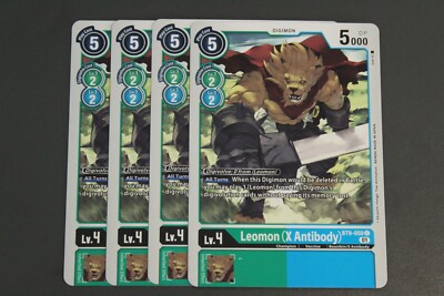 Digimon TCG (2020) - BT9-050 - 4x Leomon (X Antibody) - Green/Blue ...
