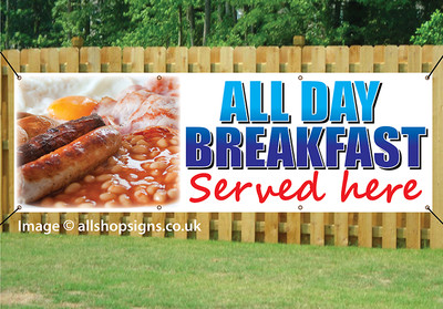 ALL DAY BREAKFAST SERVED HERE BANNER OUTDOOR SIGN waterproof PVC ...
