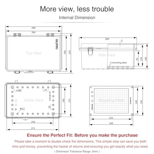 UL94-V0 PC/ABS Alloy Plastic Waterproof Junction Box 11.4"x7.5"x5.5 ...