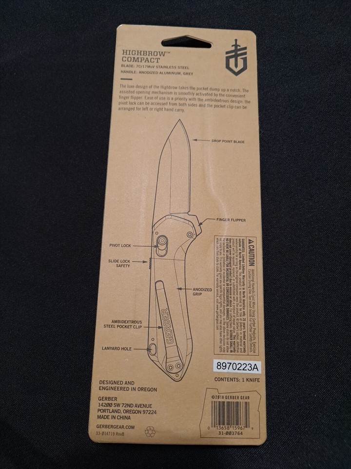 Gerber Highbrow Assisted Open, Locking, Axis Pivot Lock Folding Pocket ...