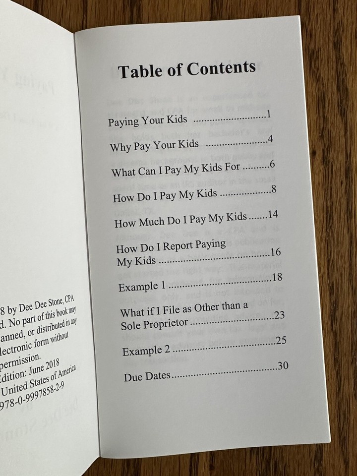 Paying Your Kids: A What Can I Deduct Mini Book, By Dee Dee Stone, CPA ...