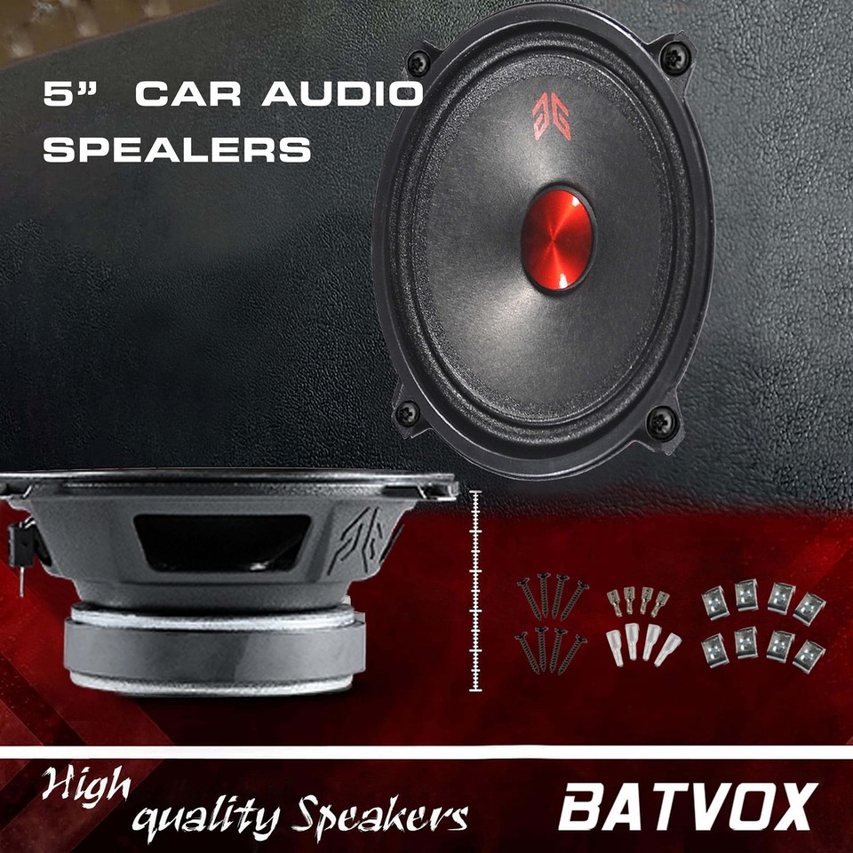 MX52P1 Midrange Loudspeaker 5" Red Dust Cap, 160W Max, 4 Ohms, Premium ...