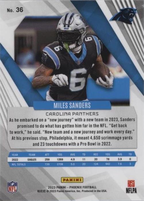 Las mejores ofertas en 2023 Panini Phoenix Miles Sanders #36 | eBay