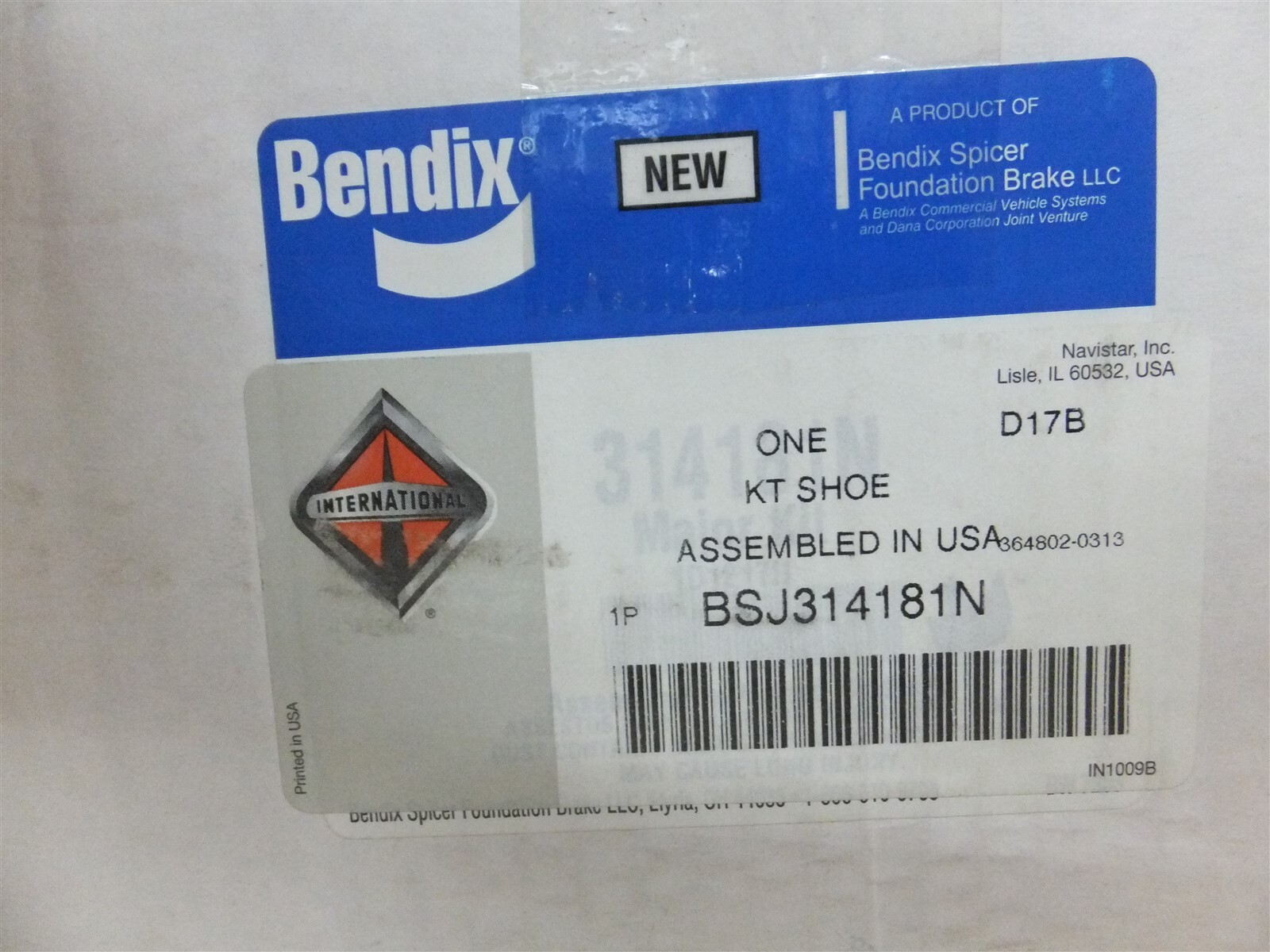 BSJ314181N OEM INTERNATIONAL MAJOR BRAKE SHOE 4726 16.5x8.625 KIT ...