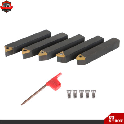 5 Pack 3/8" Carbide Indexable Turning Tool Bit With Carbide Inserts For ...