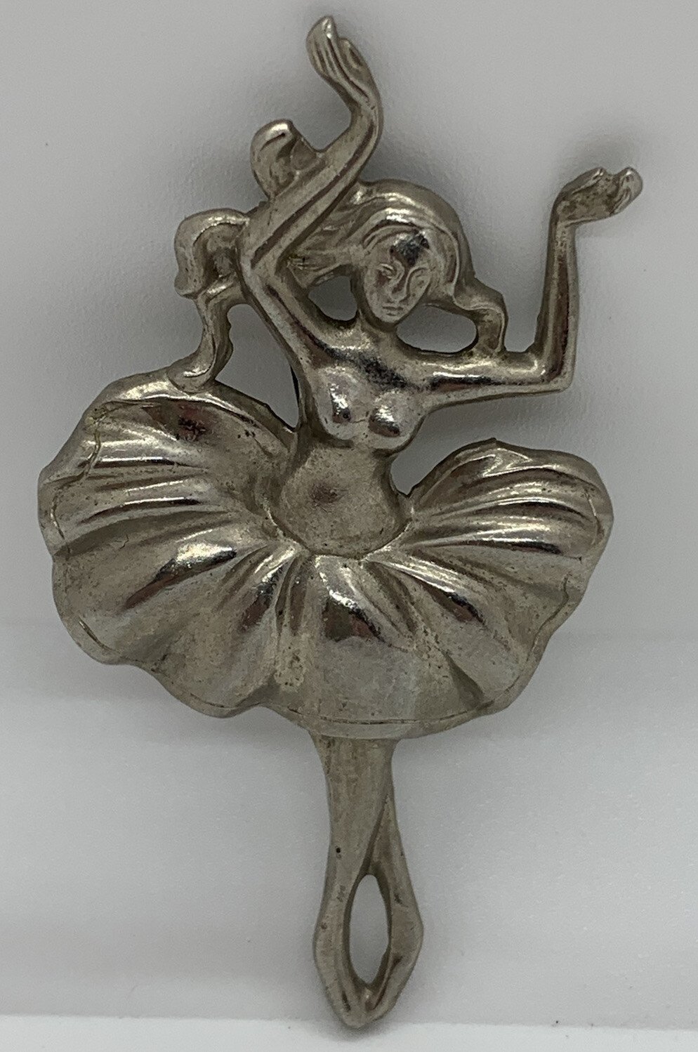 Vintage Ballerina Ballet Dancer Silvertone Brooch Pin… - Gem