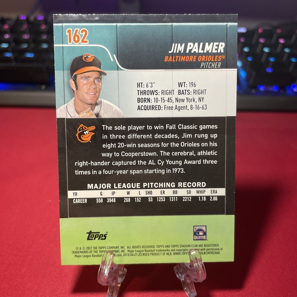 2022 Topps Stadium Club Jim Palmer Card #162 Baltimore Orioes A762 | eBay