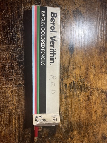 Vntg 5 Berol Verithin Eagle Colored Pencils 745 Carmine Red Plus Box | eBay
