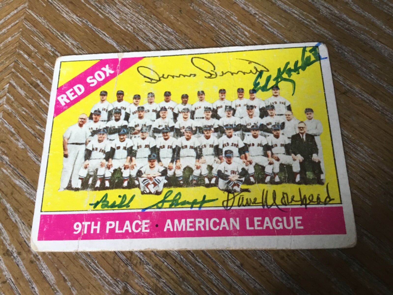 Autographed 1966 Red Sox TC w/ Bennett, Kasko,Short & Morehead #M-1 | eBay