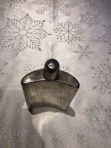 Vintage Hammered Hip Flask West Germany, Tin-Lined 10 oz Curved 7" Tall ...