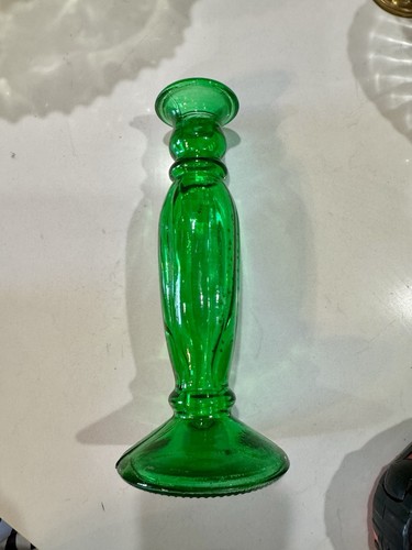 Vintage Anchor Hocking Gaomi Green Glass Candlestick Bud Vase Taper ...