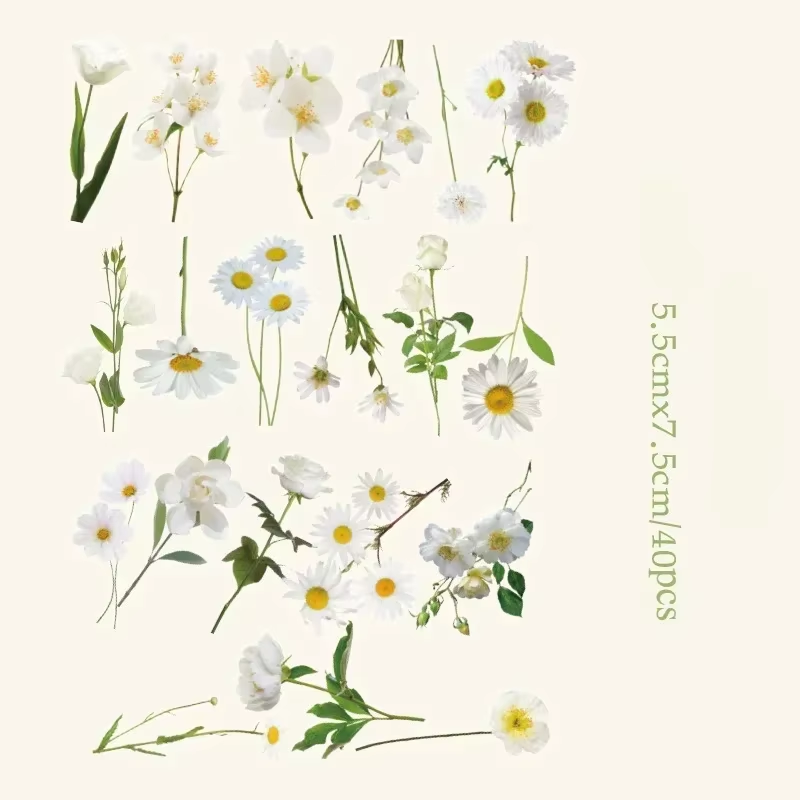 40Pcs/Set Natural Flower Sticker for Scrapbooking,Self-Adhesive ...