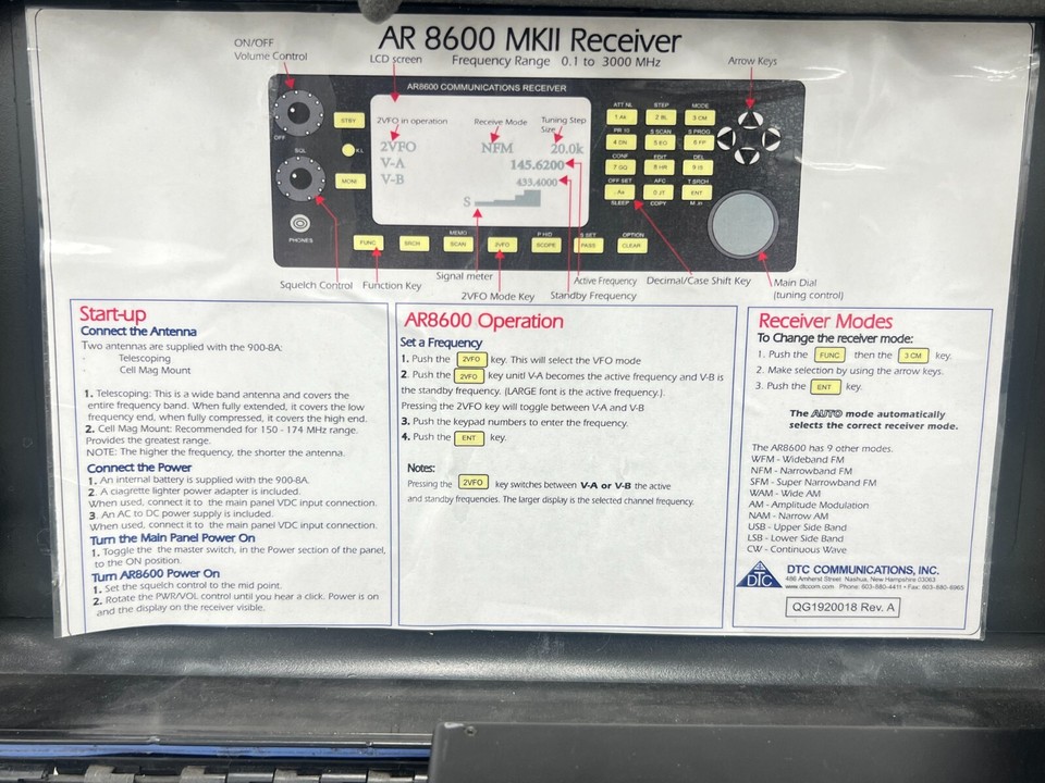 AOR AR8600 MARK 2 COMMUNICATION RECEIVER WITH MARATS PMD 221 /DTC ...