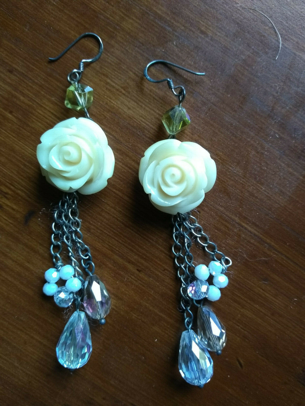 Cream colored rose Ray of Light earrings | eBay