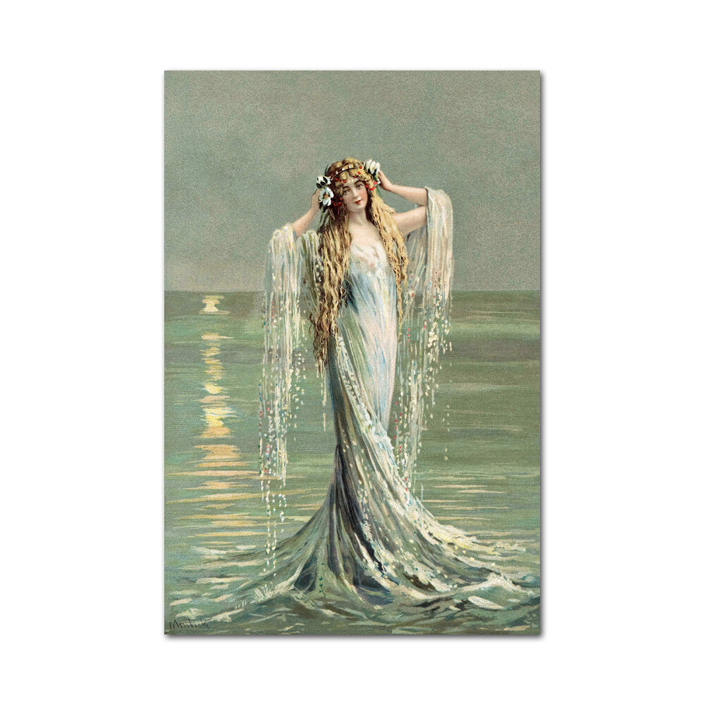 Fantasy Sea Nymph Mermaid Vintage Poster Print on Paper or Foam